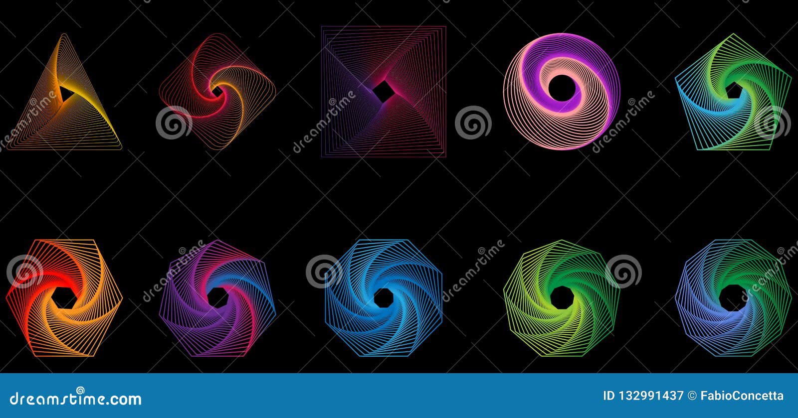 Collection of Geometric Spirographic Shapes Stock Vector - Illustration ...
