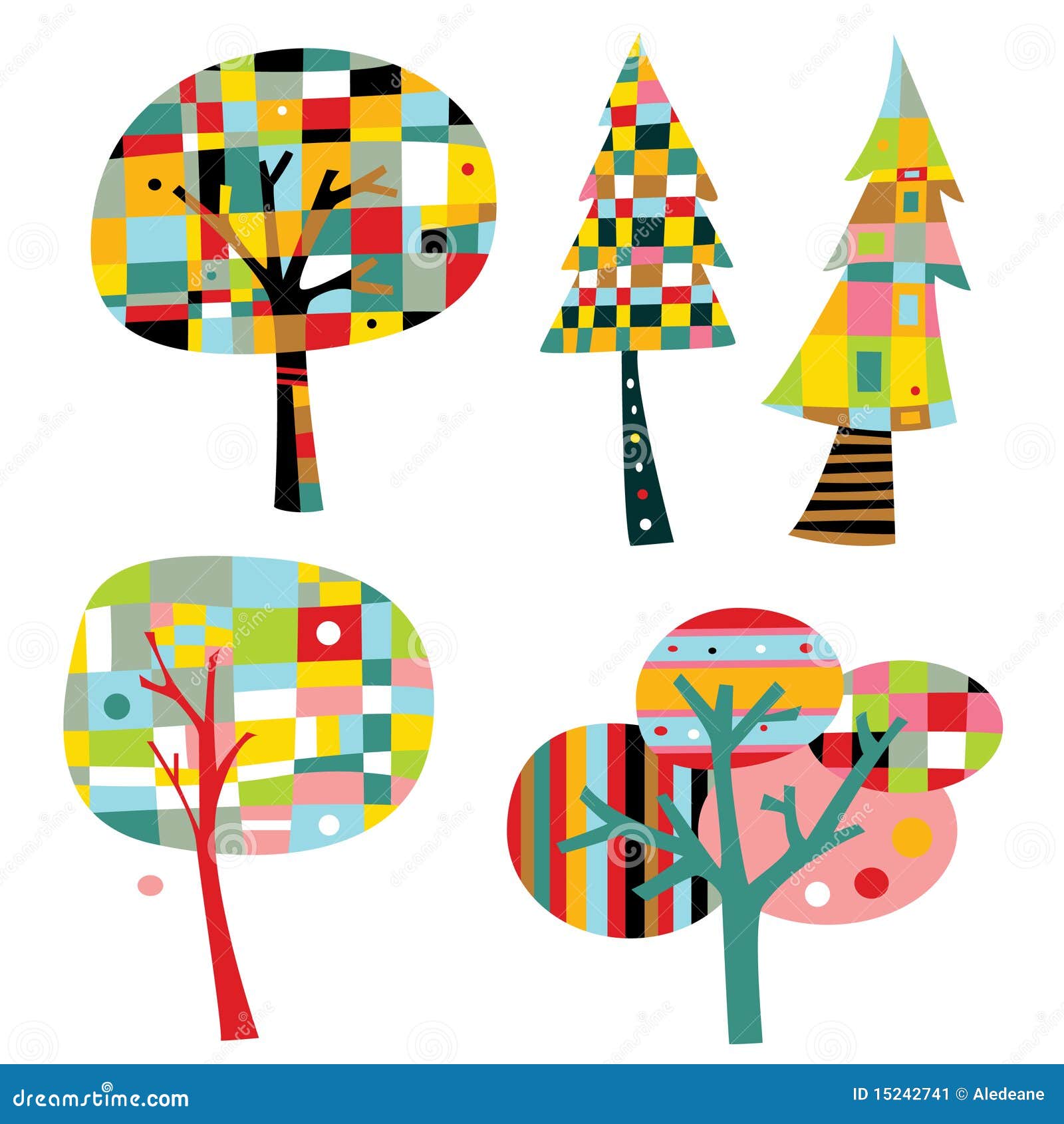 Collection of Geometric Trees Stock Vector - Illustration of geometric ...