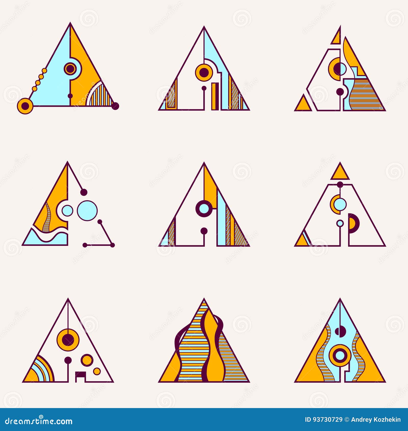 Collection of Geometric Triangles. Stock Vector - Illustration of ...