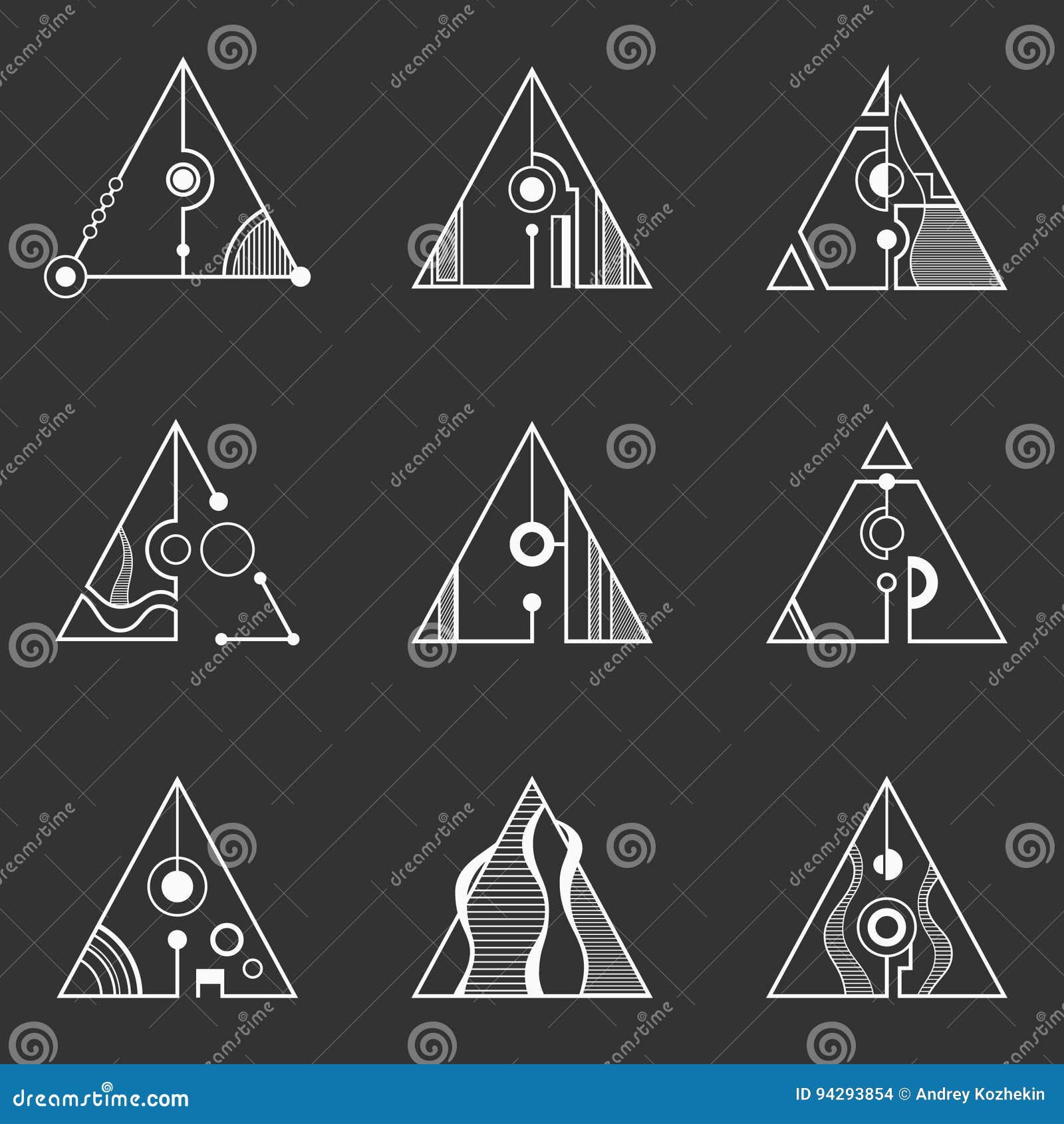 Collection of Geometric Triangles. Stock Vector - Illustration of ...