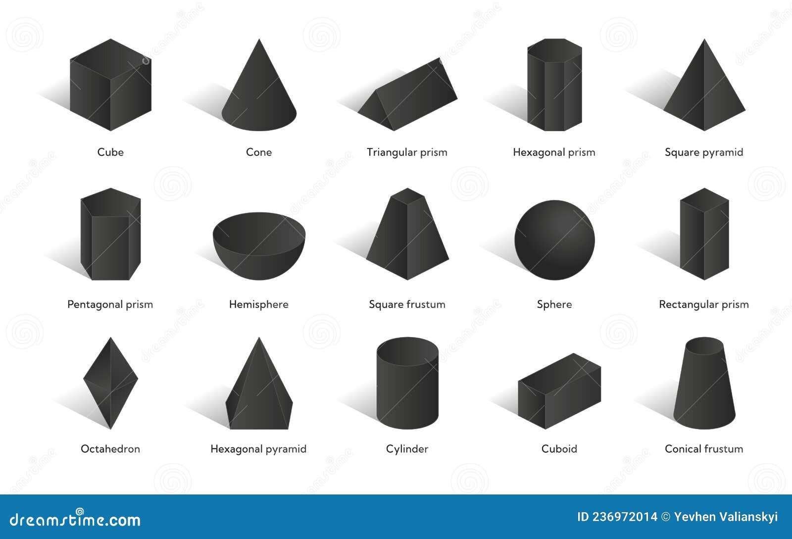 Set Of Basic Volumetric Geometric Shapes. Drawings And Sketches With ...
