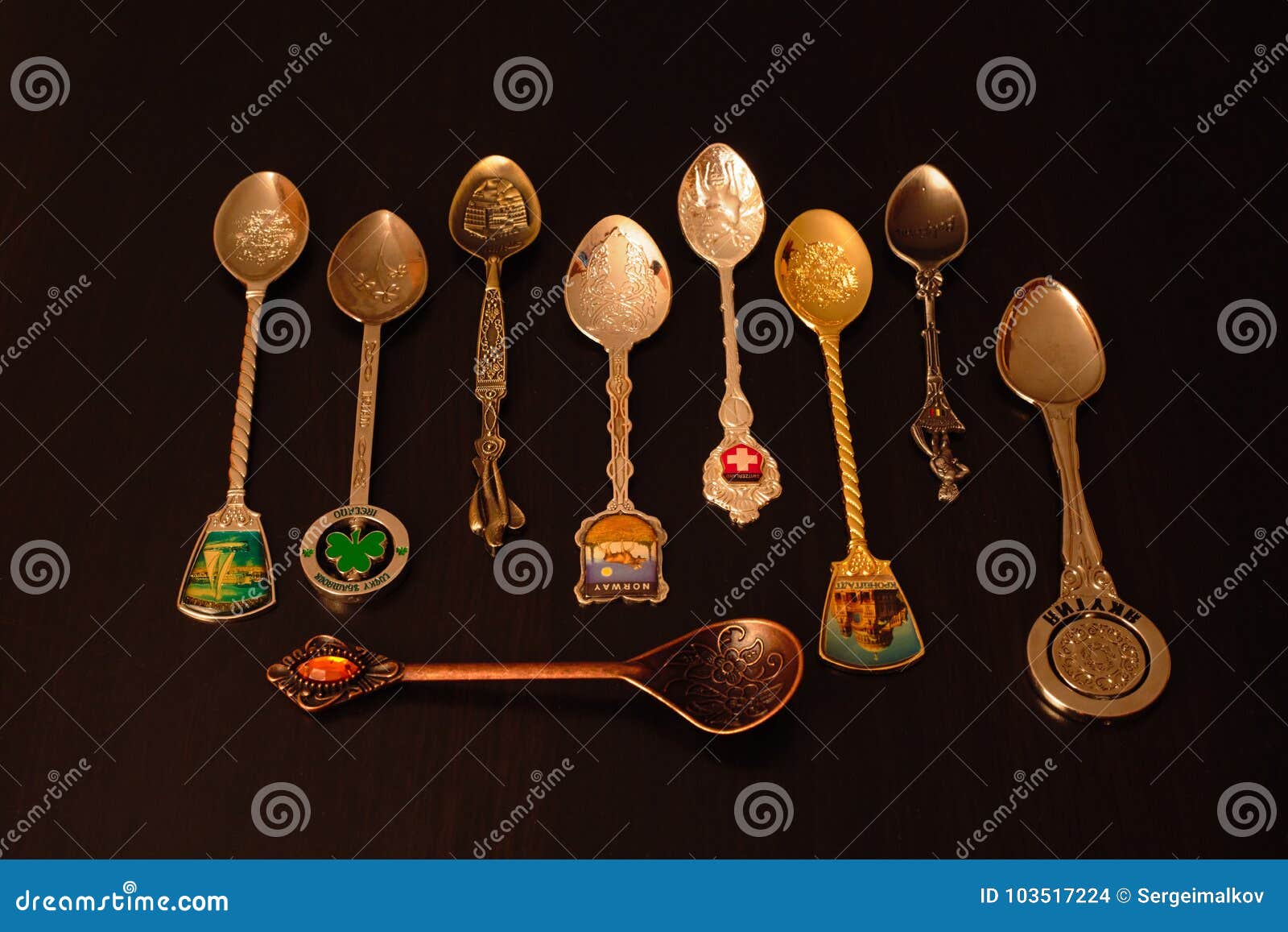 Collection of Gift Spoons from Different Countries Editorial Stock ...