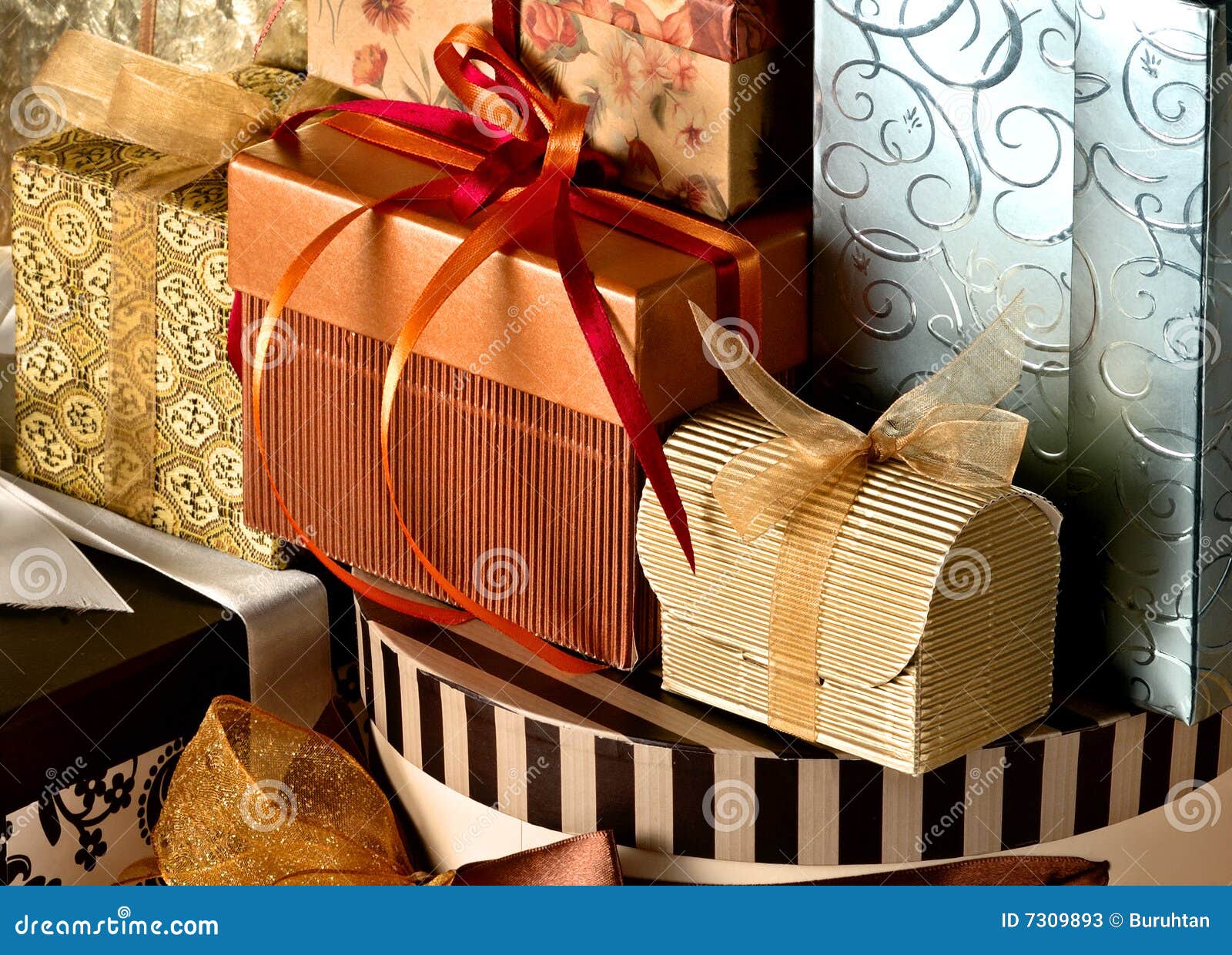Collection of gifts stock image. Image of holiday, orange - 7309893