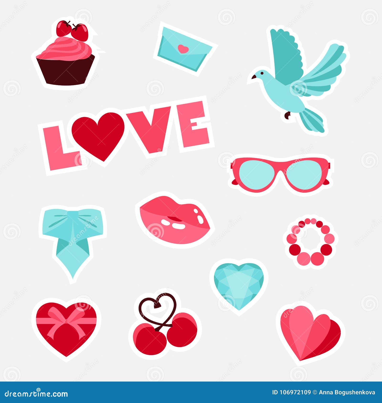 Collection of Girls Stickers. Vector Isolated Illustration. Stock ...