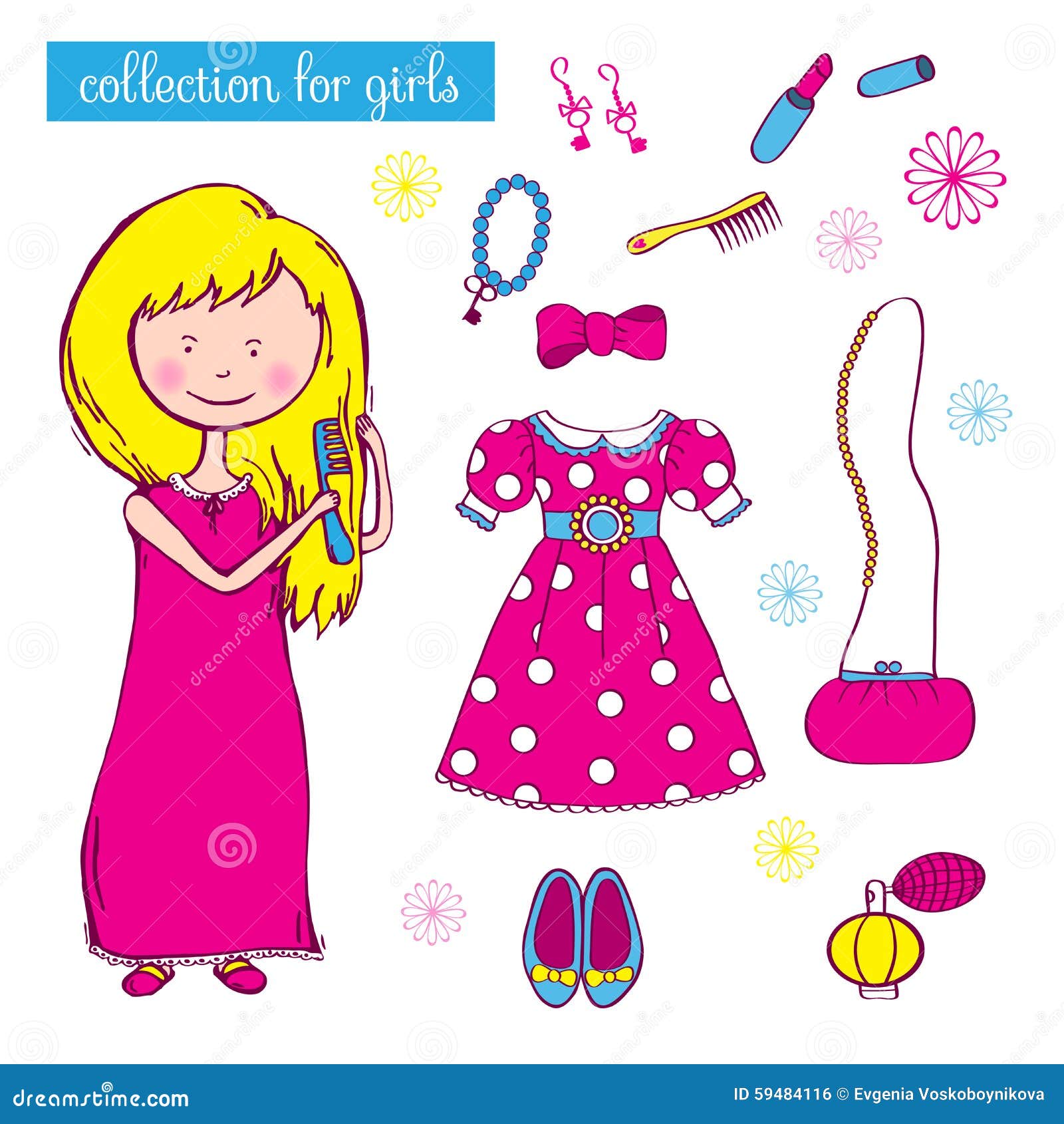 Collection for girls stock vector. Illustration of teenager - 59484116