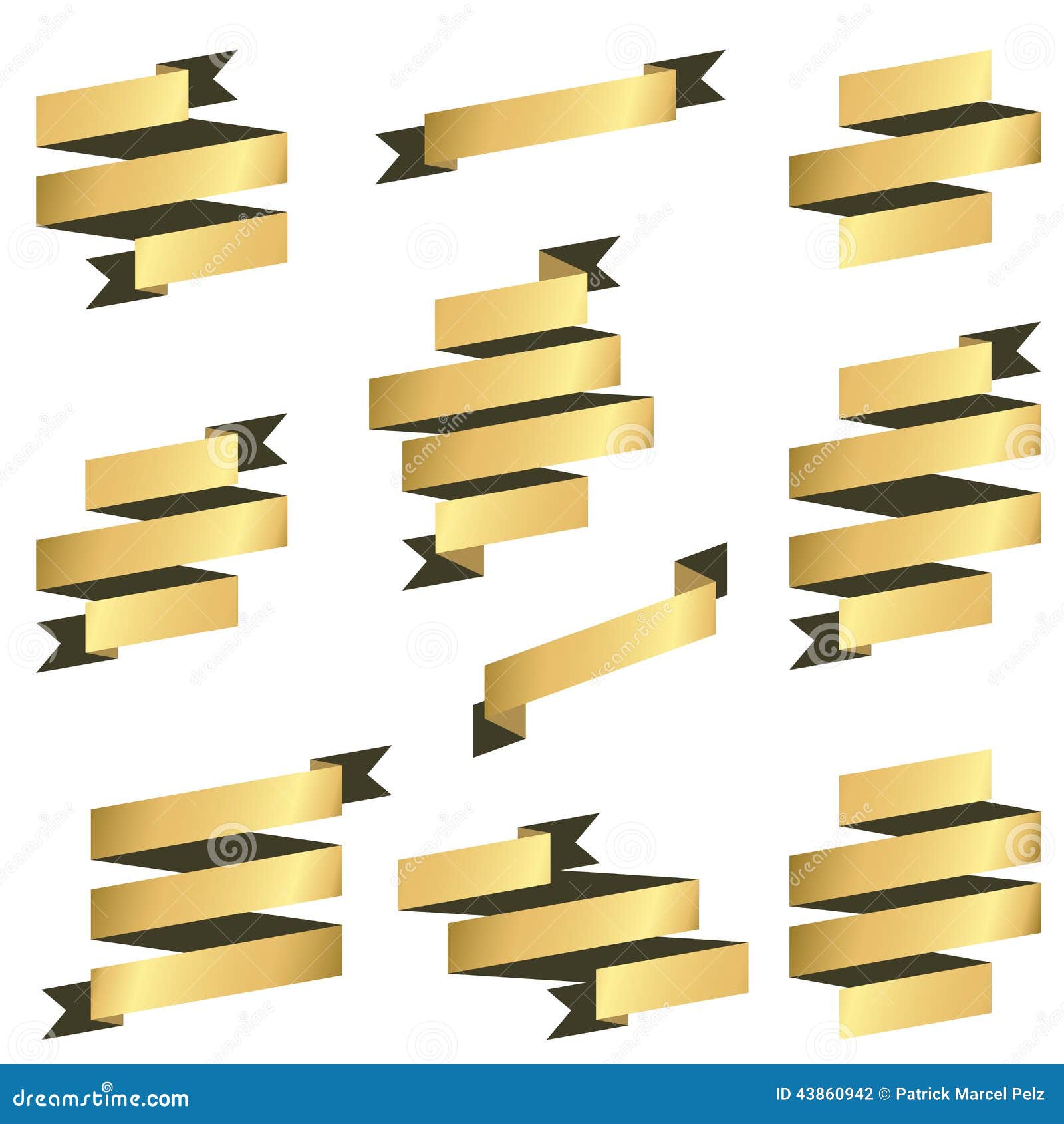 Collection gold banners stock vector. Illustration of banderole - 43860942