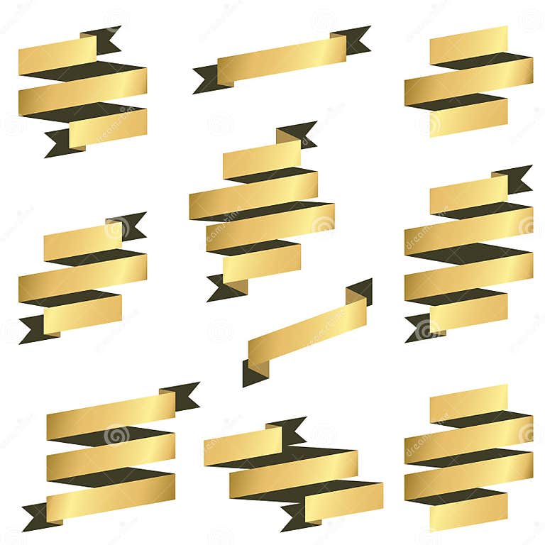 Collection gold banners stock vector. Illustration of banderole - 43860942