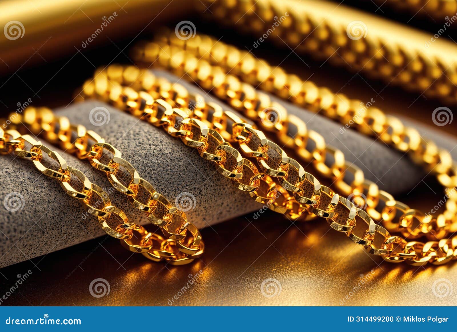 A Collection of Gold Chains with Different Lengths and Designs. Stock ...