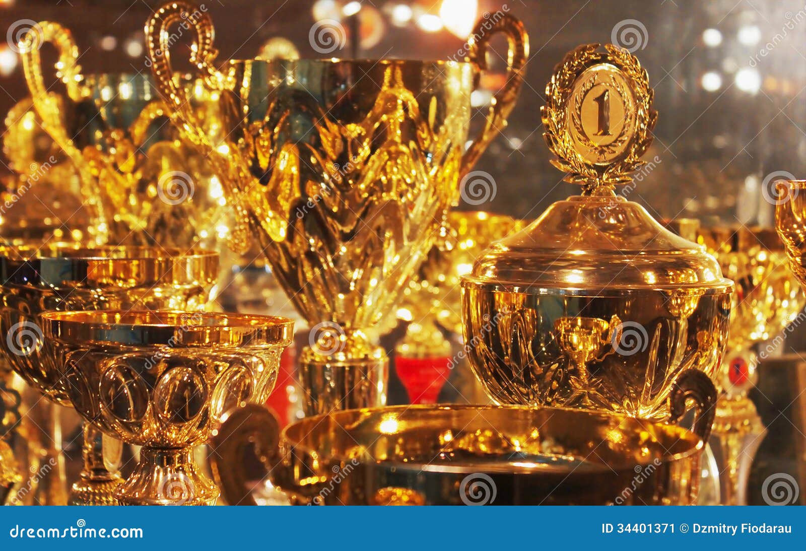 Collection of gold cups stock image. Image of contest - 34401371