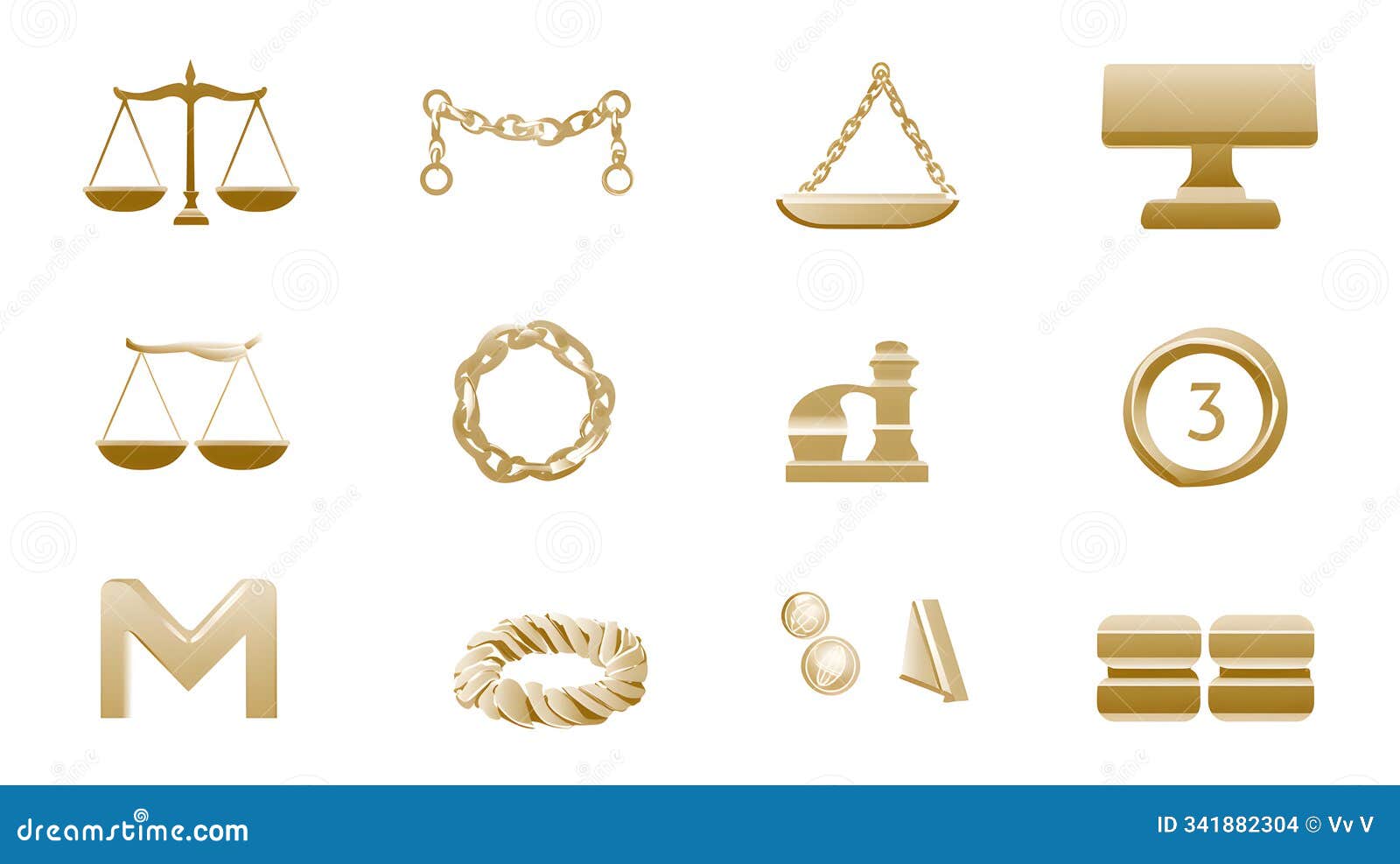 Collection of Gold Law and Justice Icons Stock Illustration ...