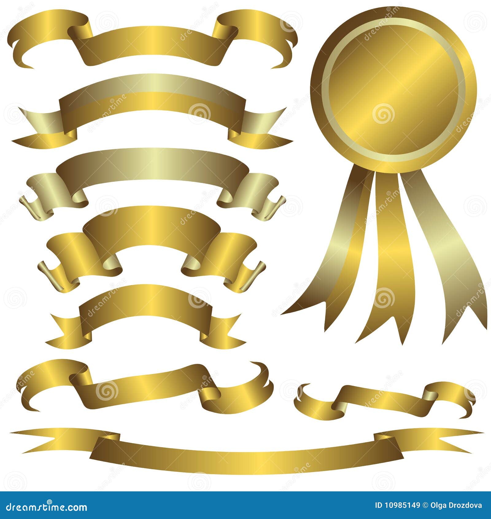 Collection of Gold and Silver Ribbons Stock Vector - Illustration of ...
