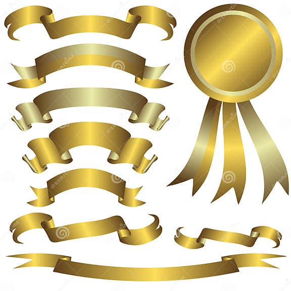 Collection of Gold and Silver Ribbons Stock Vector - Illustration of ...