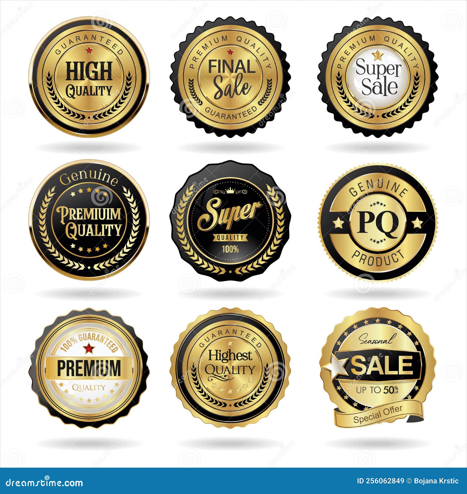 Collection of Golden Badge and Labels Vector Illustration Stock ...