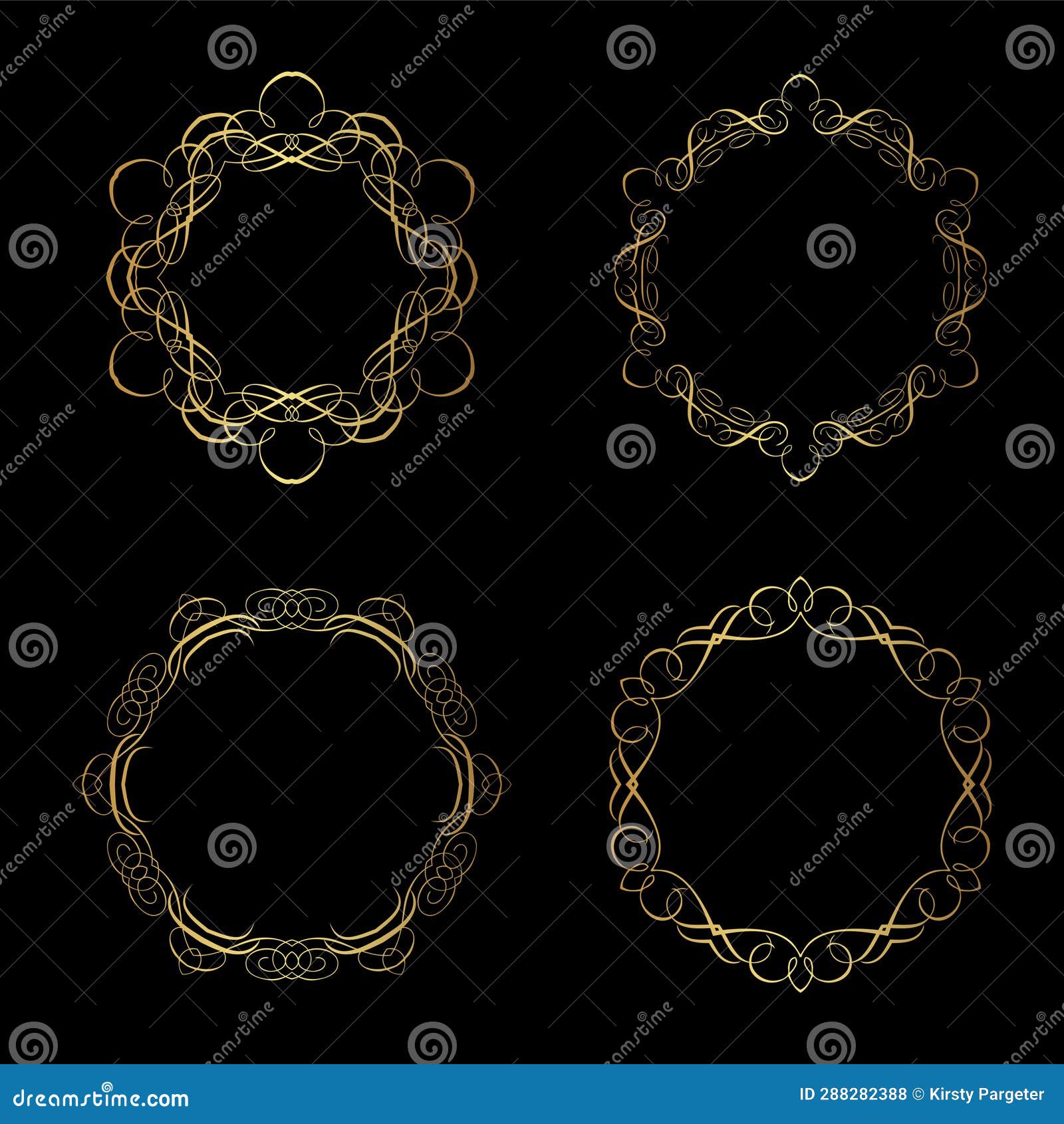 Collection of Golden Decorative Borders Stock Vector - Illustration of ...
