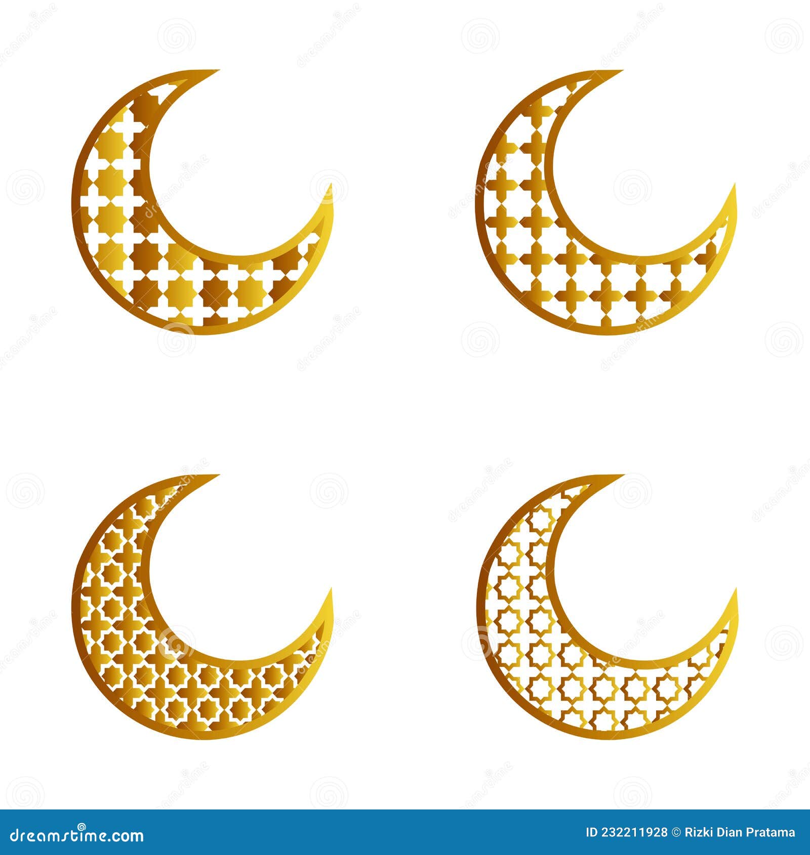 A Collection of Golden Gradient Colored Moon Illustrations Stock Vector ...