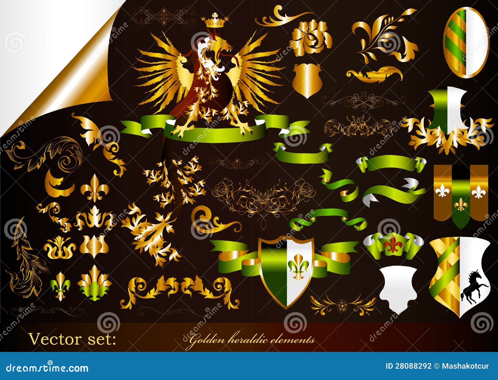 Collection of Golden Heraldic Elements Stock Illustration ...