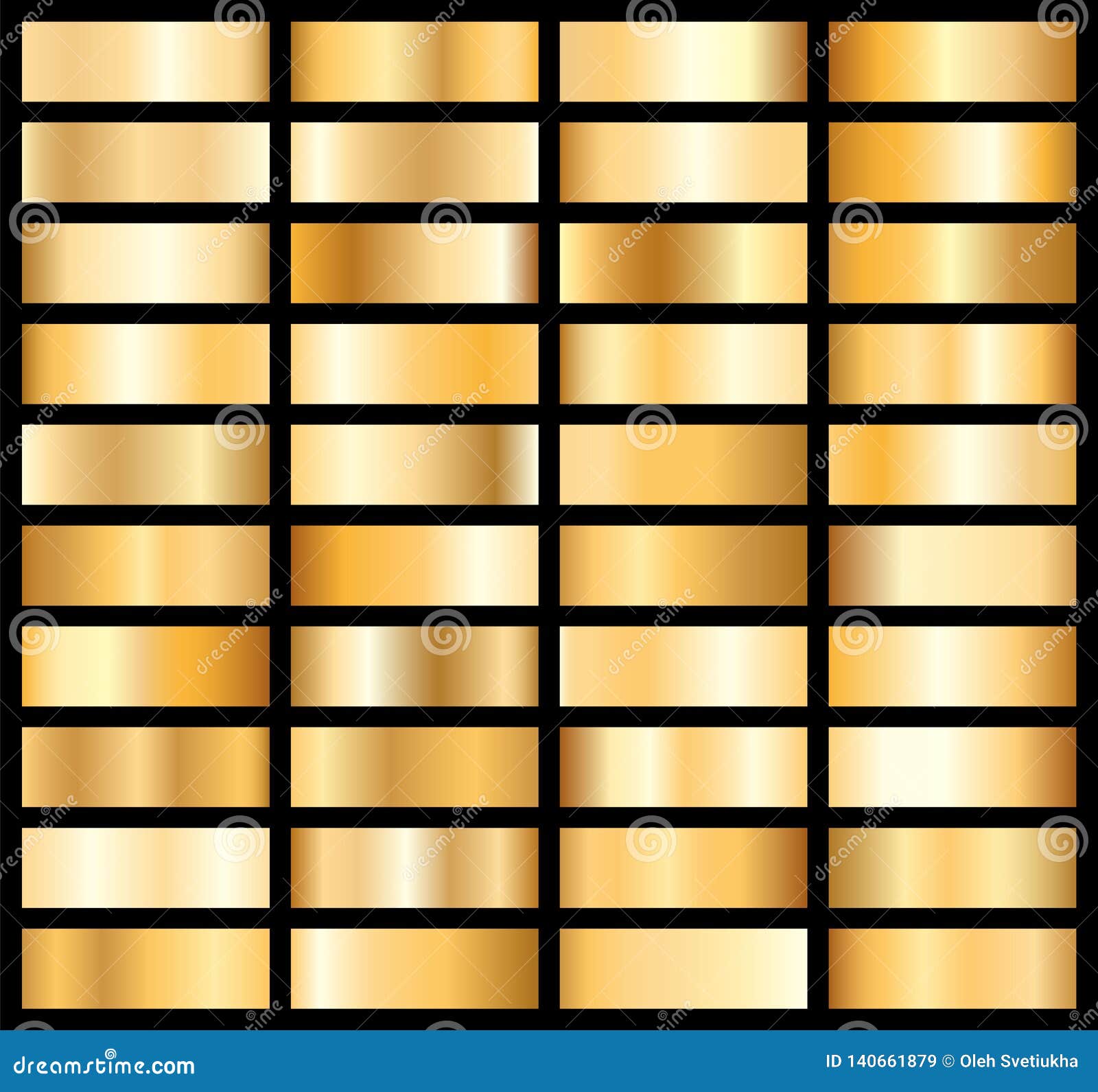 Collection of Golden Metallic Gradient. Brilliant Plates with Gold ...
