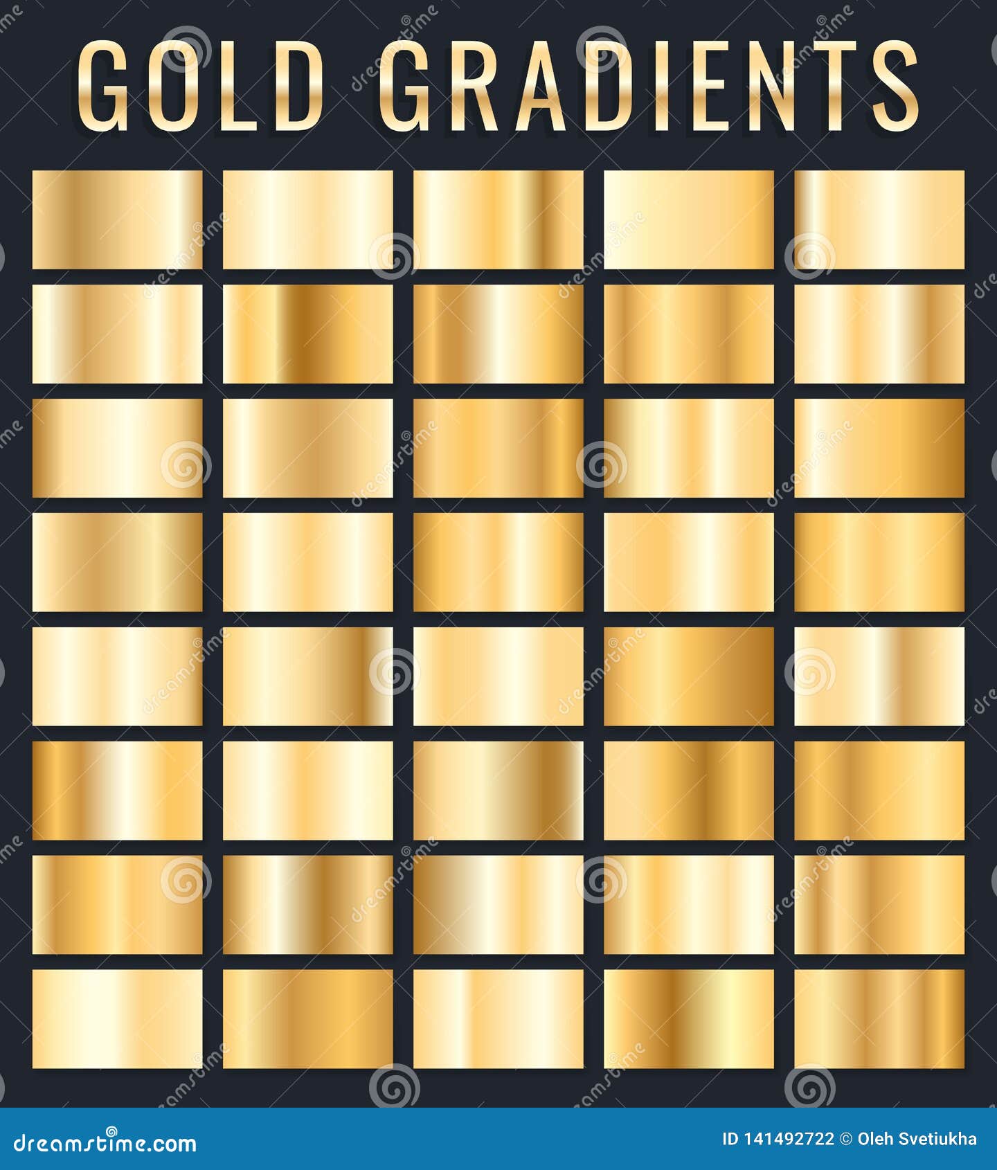 Collection of Golden Metallic Gradient. Brilliant Plates with Gold ...