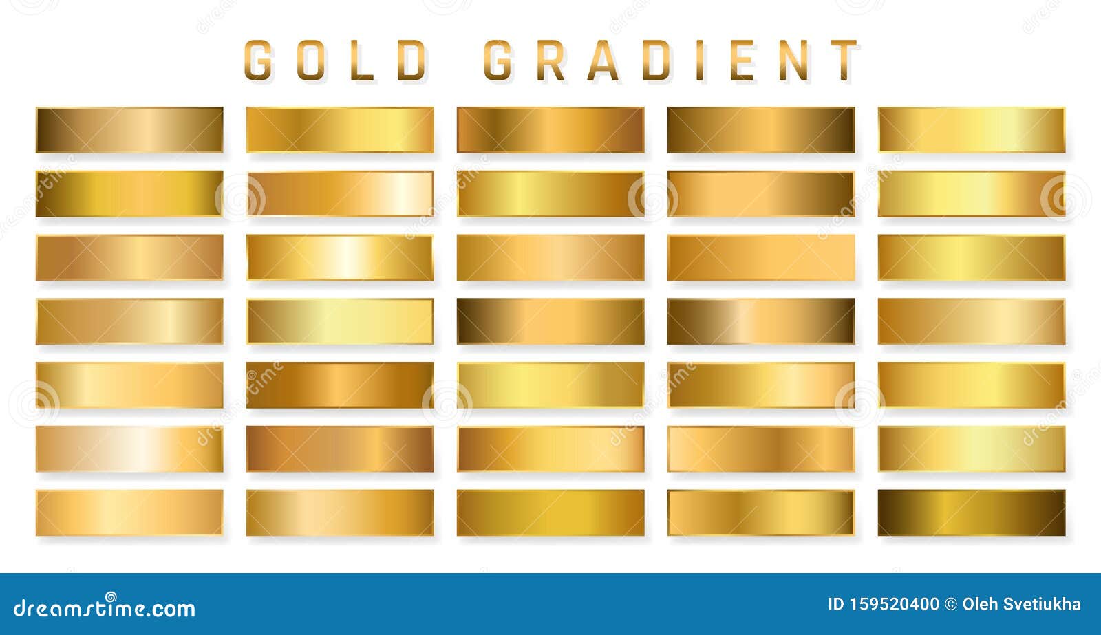 Collection of Golden Metallic Gradient. Brilliant Plates with Gold ...