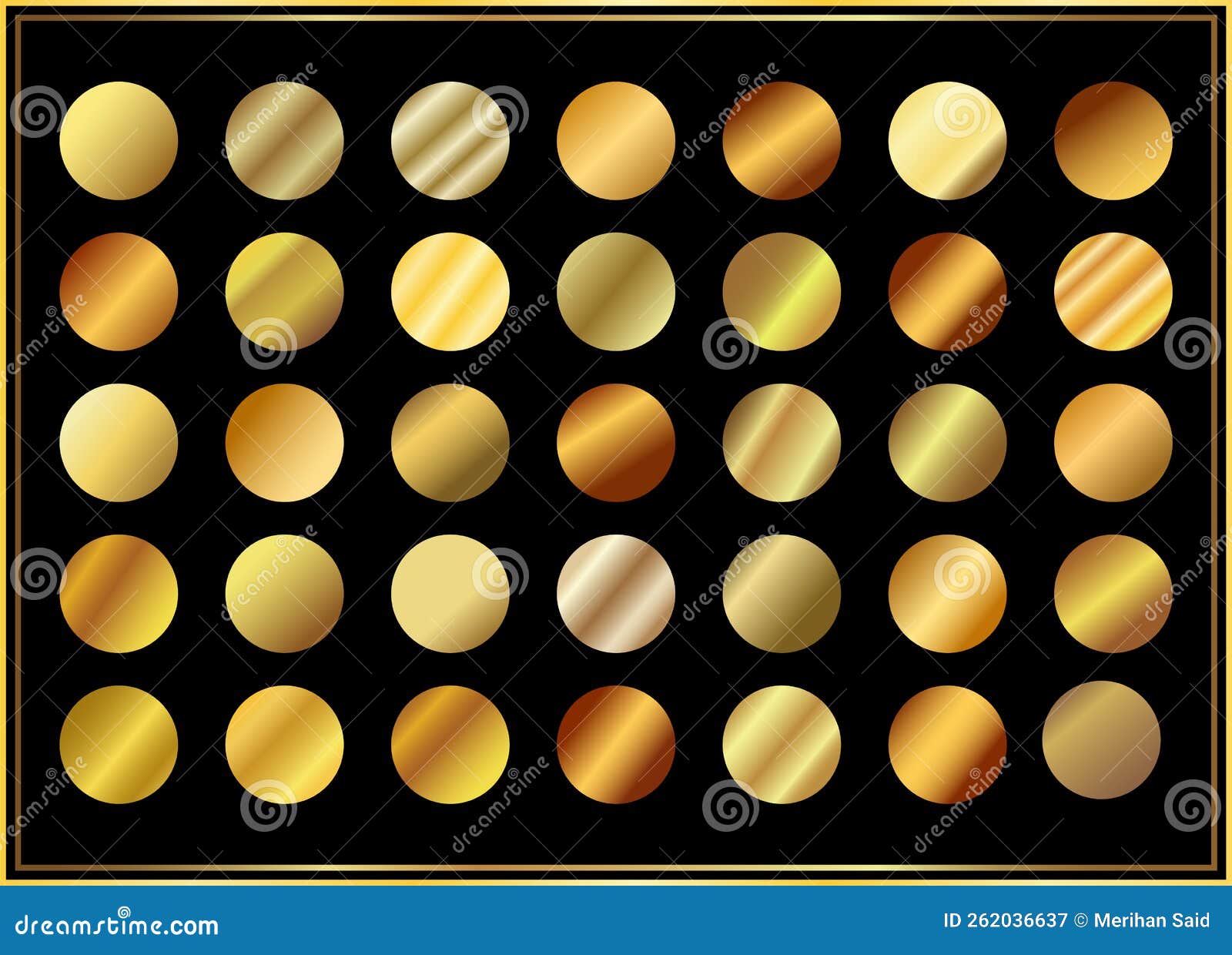Collection of Golden Metallic Gradient. Brilliant Plates with Gold ...
