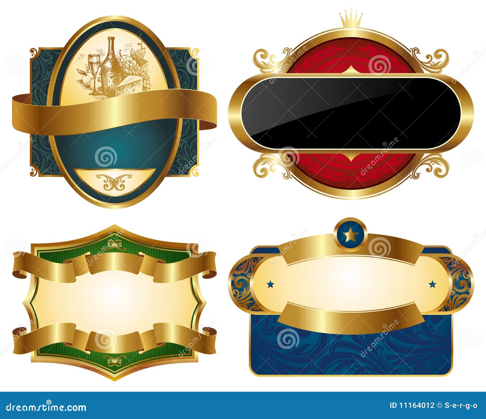 Collection of Golden Ornate Labels Stock Vector - Illustration of food ...