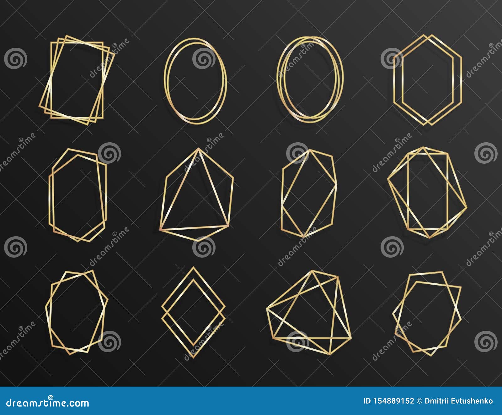 Collection of Golden Polygonal Luxury Frames Vector Set Stock Vector ...