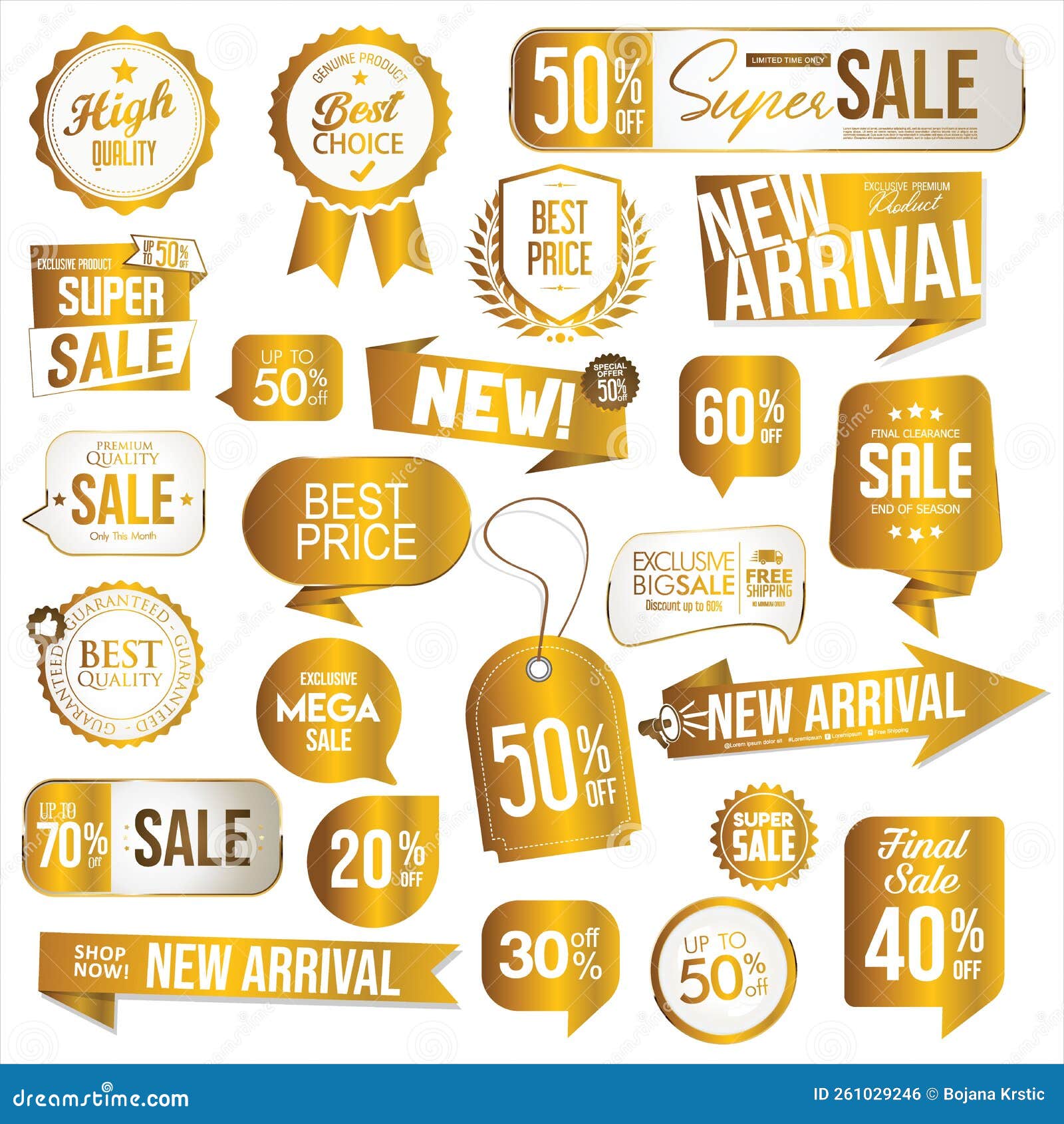 Collection of Golden Premium Badge Stickers and Seals Stock Vector ...