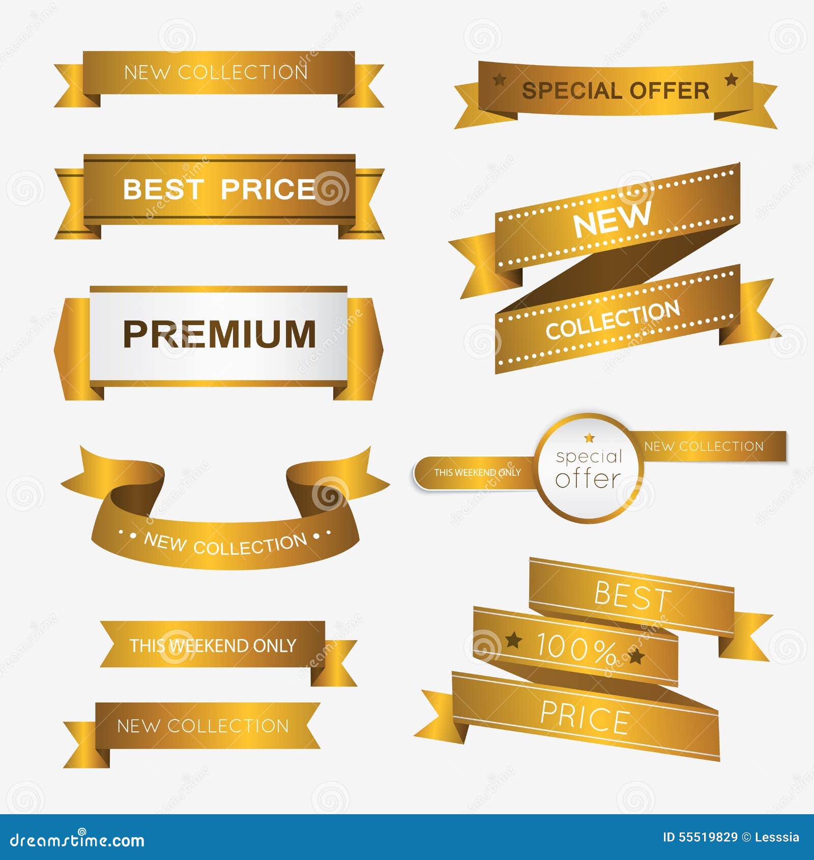 Collection of Golden Premium Promo Banners. Stock Vector - Illustration ...