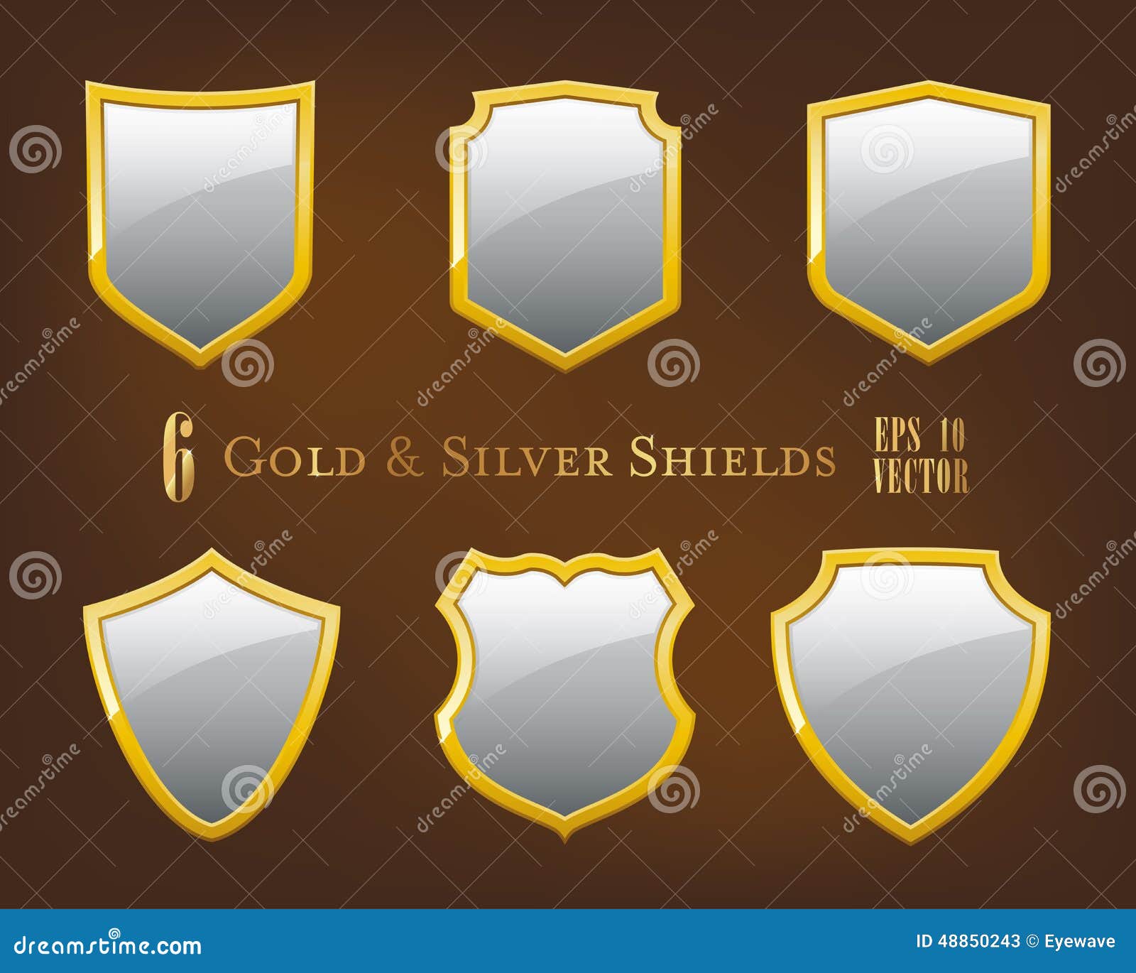 Collection of Golden and Silver Shields Stock Vector - Illustration of ...