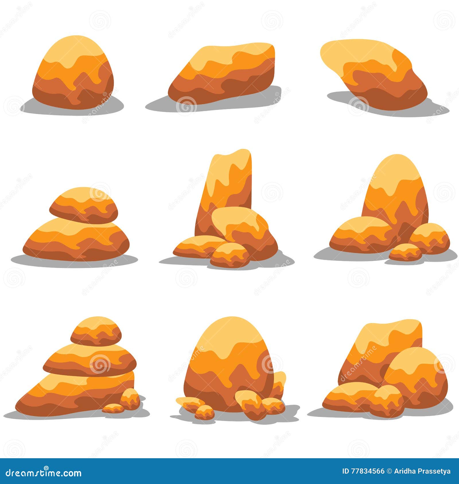 Collection Golden Stone Set Vector Art Stock Vector - Illustration of ...