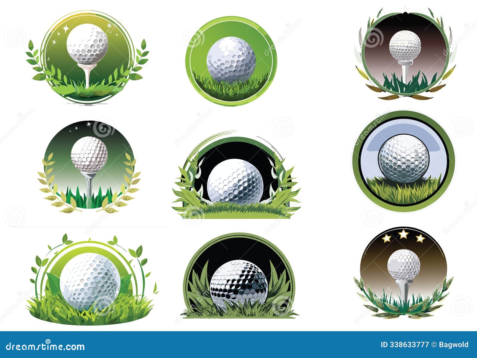 Collection of Golf Ball Logos with Vector Designs. Perfect for Sport ...