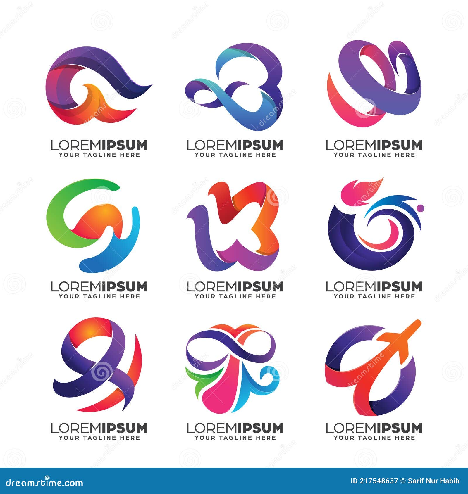 Collection of Gradient Abstract Logo Design Template Set Stock Vector ...