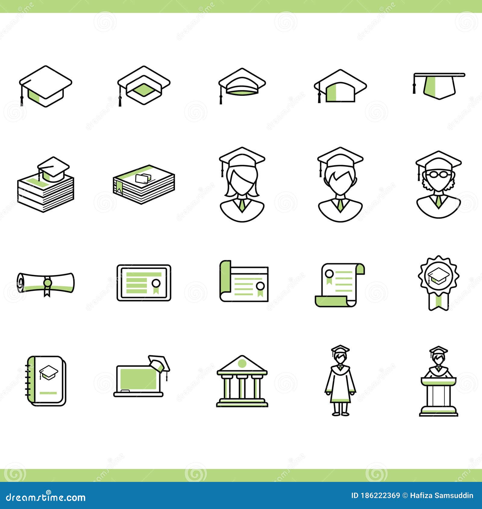 Collection of Graduation Icons. Vector Illustration Decorative Design ...