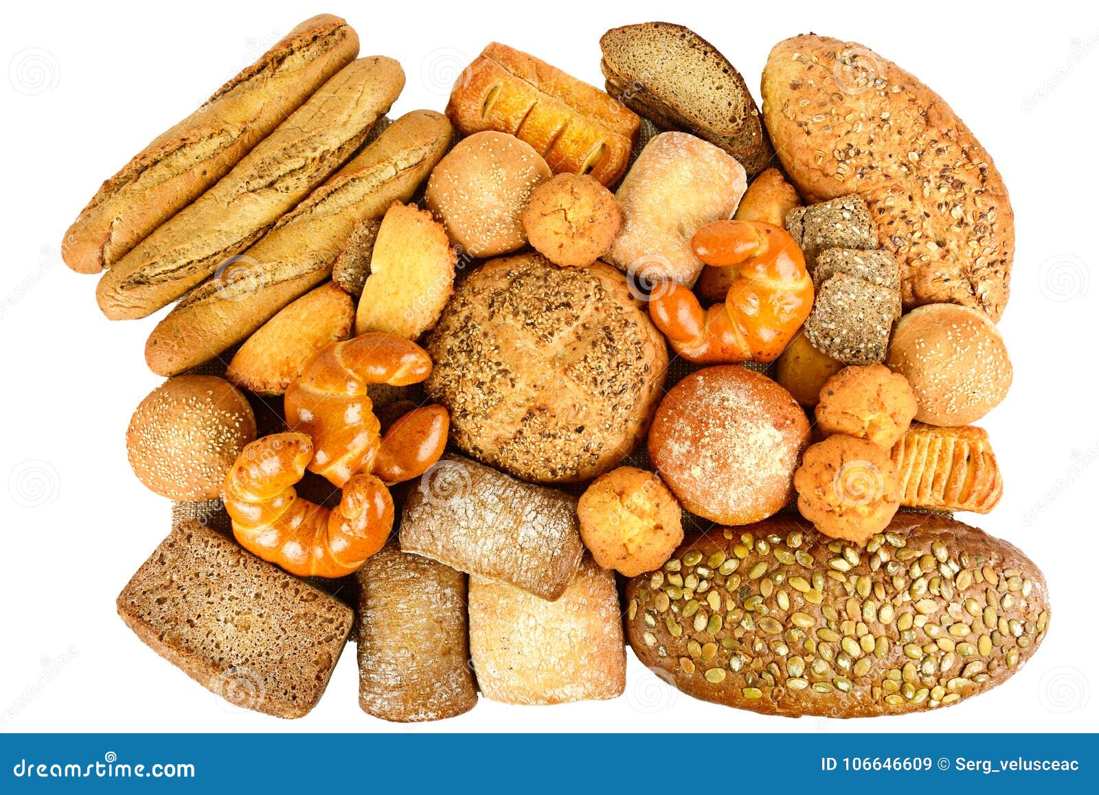 Collection of Grain Bread and Baking Isolated on White Stock Image ...