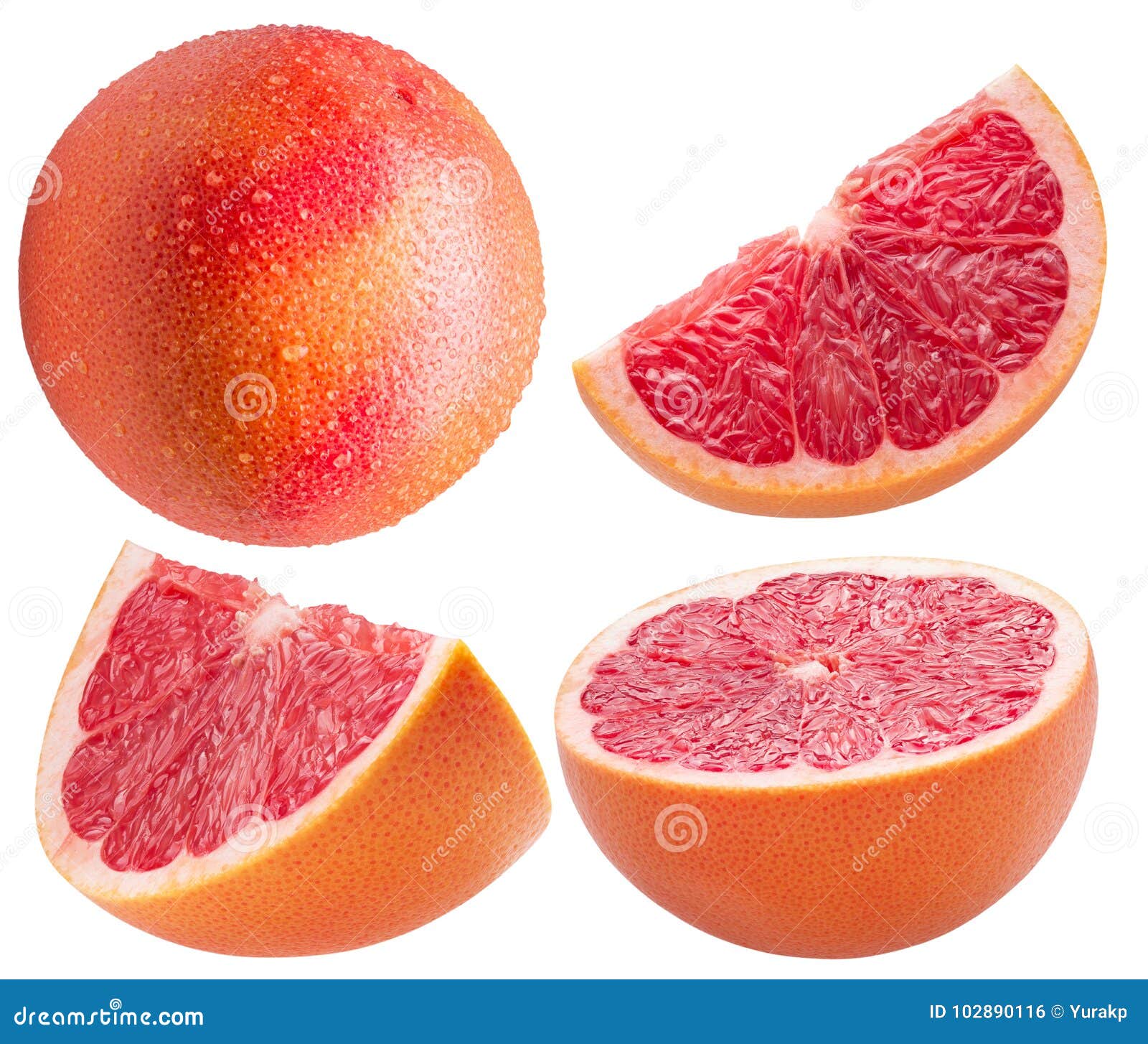 Collection of Grapefruit Slices Isolated on a White Background Stock ...