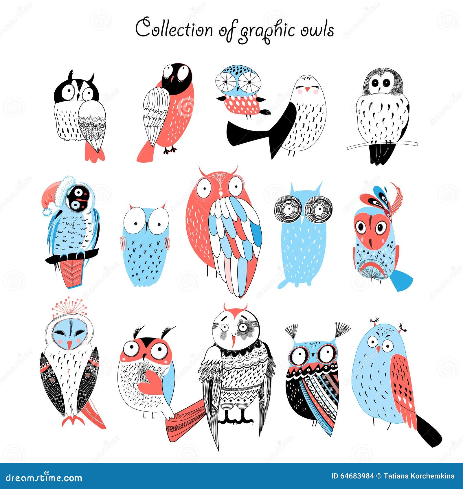 Collection of graphic owls stock vector. Illustration of elements ...
