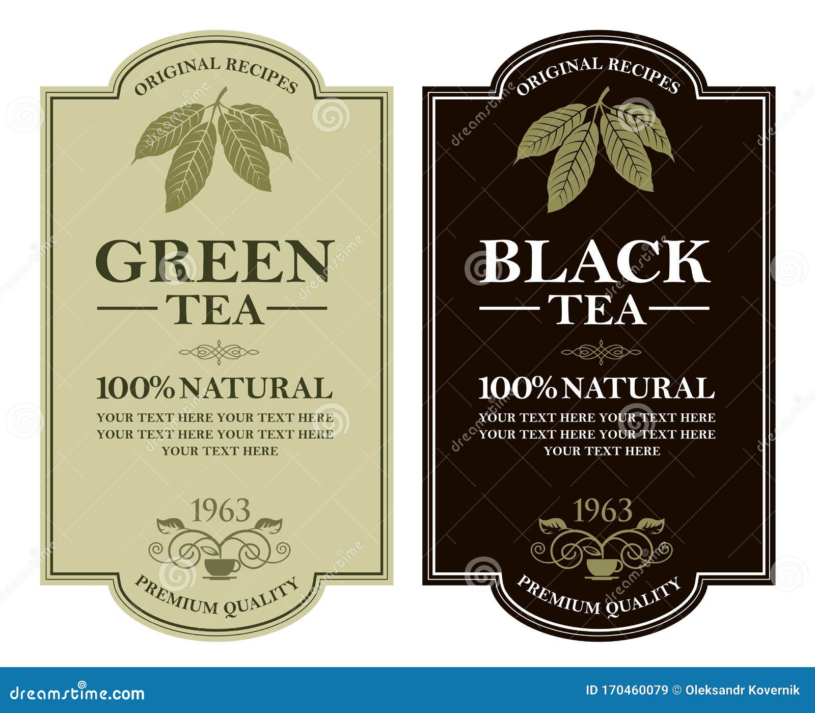 Tea labels set stock vector. Illustration of nature - 170460079