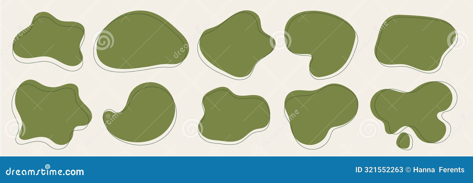 Collection of Green Blobs. Irregular Shapes. Abstract Organic Figures ...