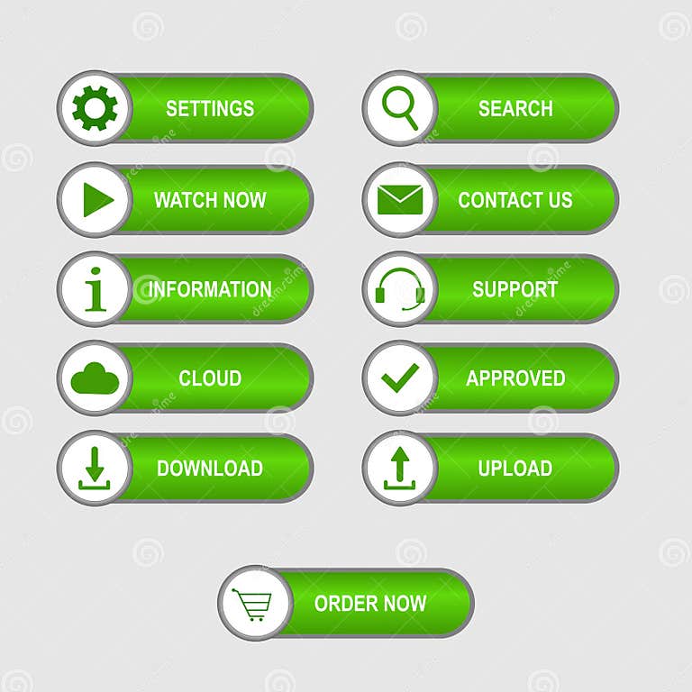 A Collection of Green Buttons for Web Design Stock Vector ...