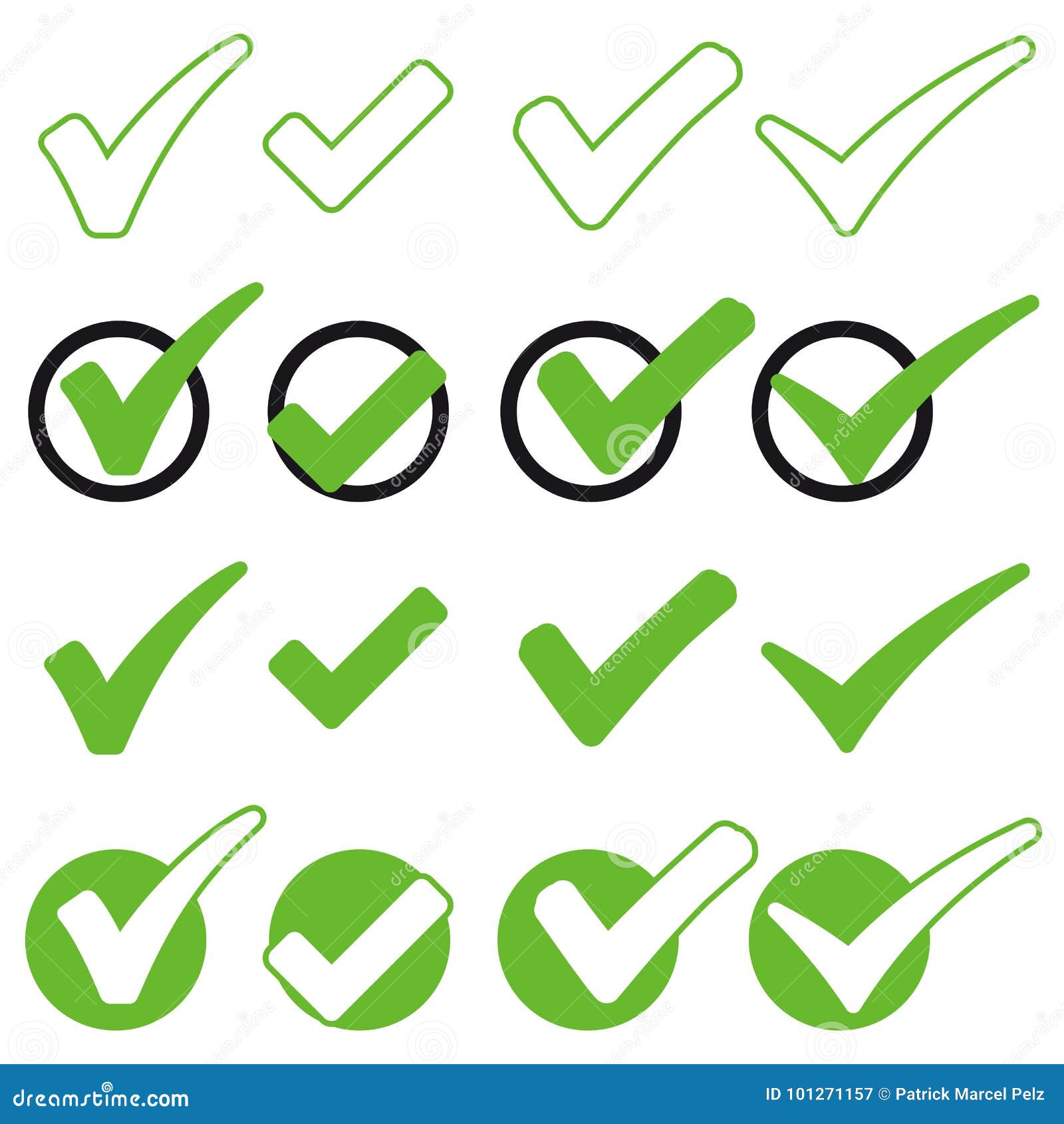Collection Green Check Marks Stock Vector - Illustration of selection ...