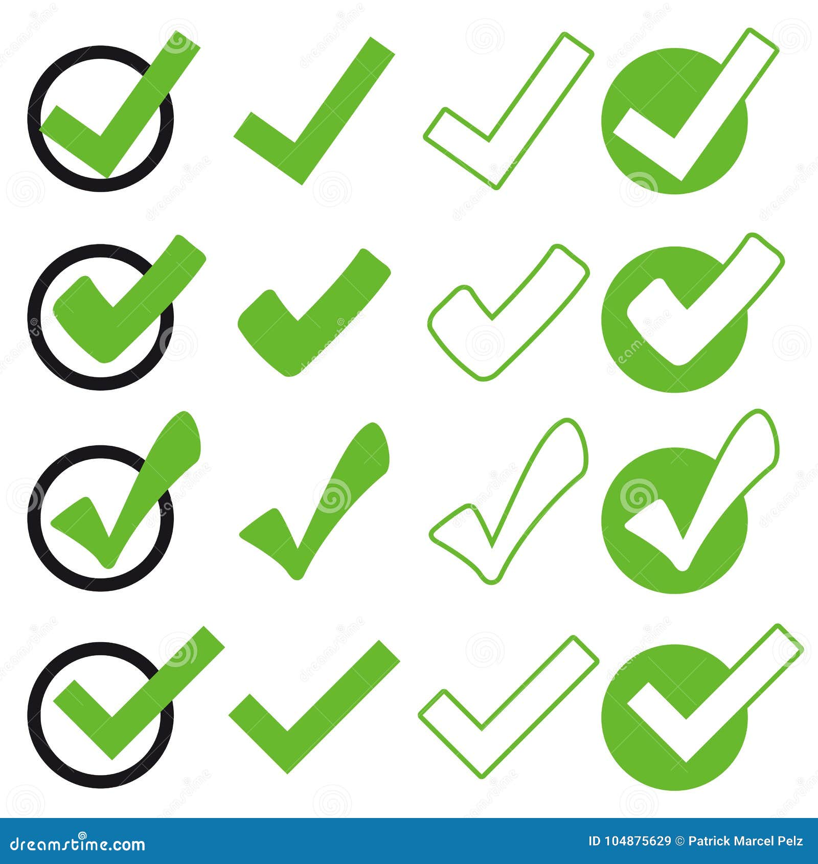 Collection Green Check Marks Stock Vector - Illustration of hook ...