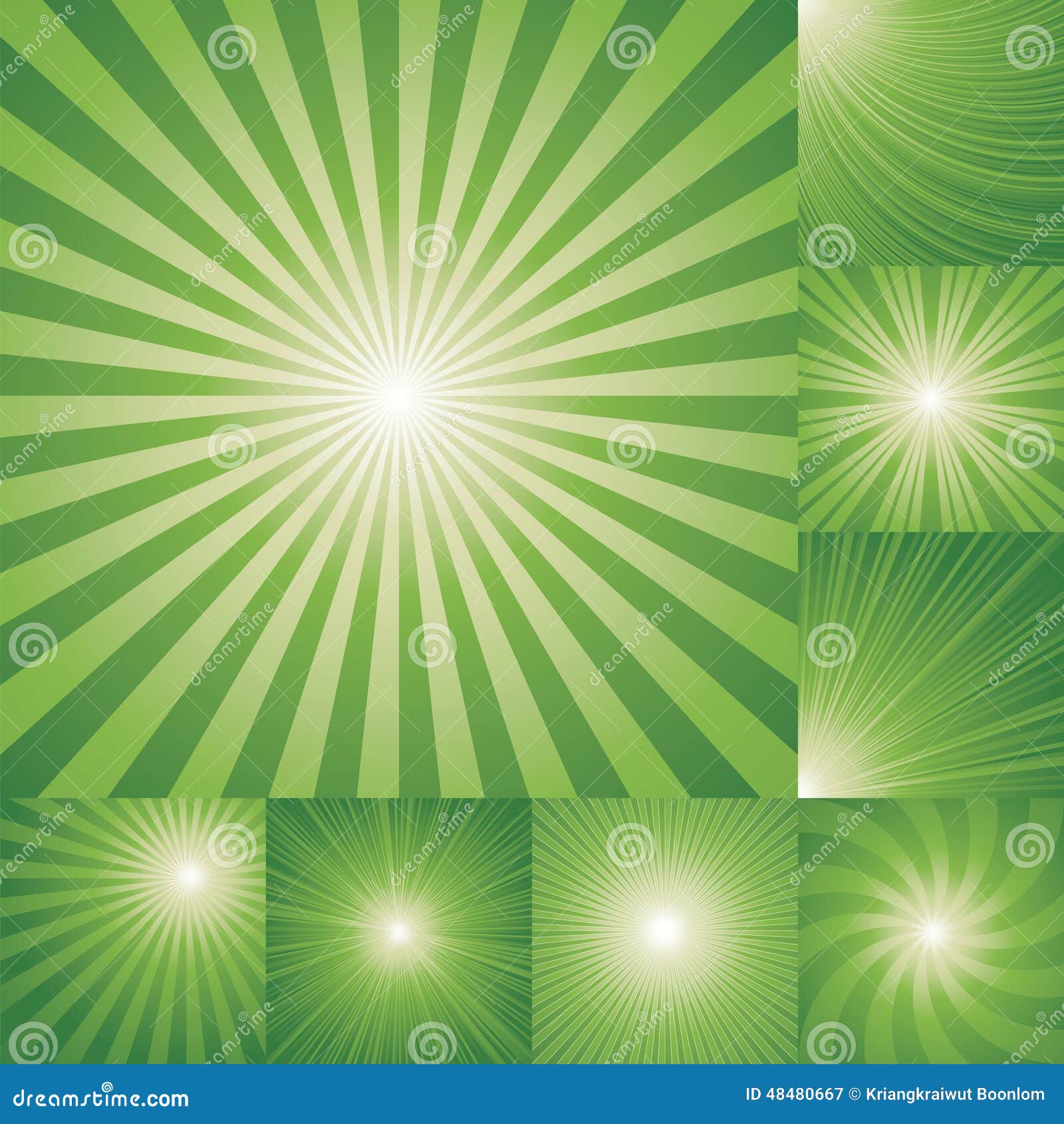 Collection of Green Color Burst Background. Stock Vector - Illustration ...