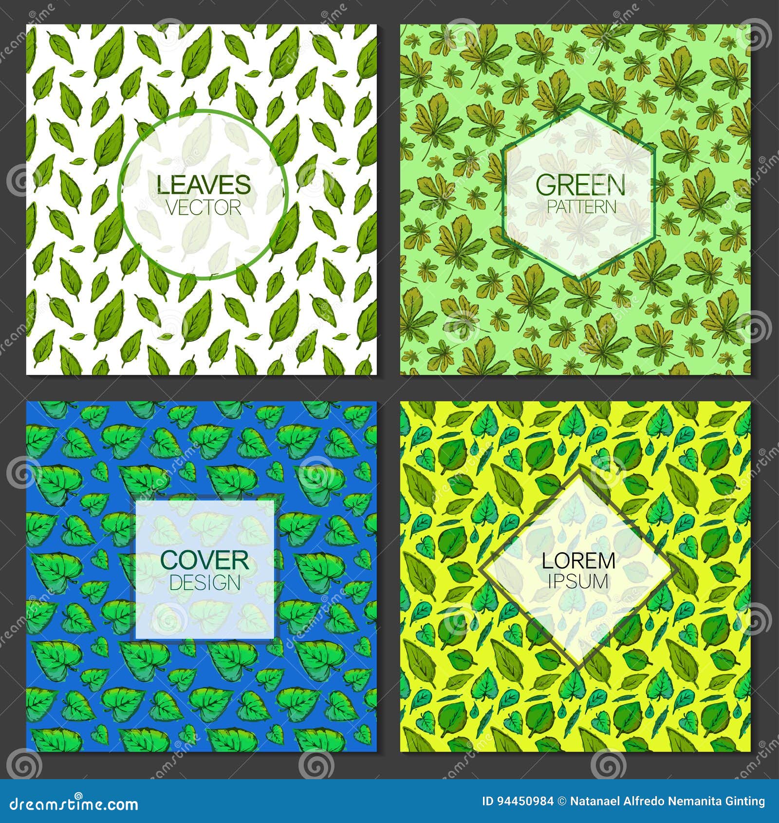 Collection of Green Leaves Poster Card Design Vector Stock Vector ...
