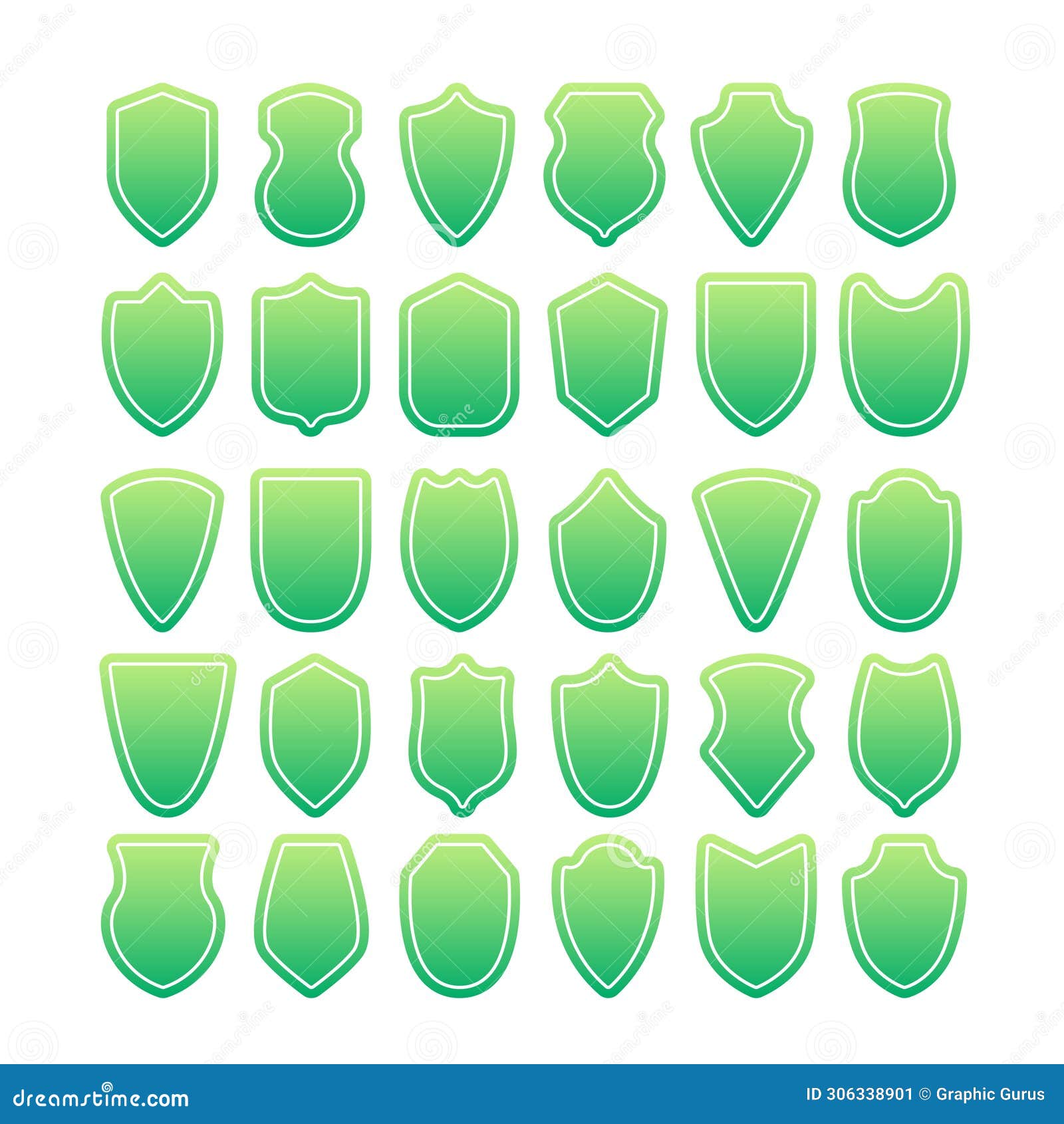 Collection of Green Shield Shapes with Checkmarks, Representing Safety ...