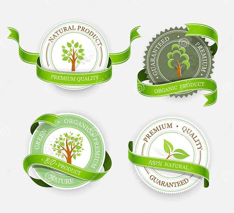 Collection of Green Stickers Stock Vector - Illustration of food ...