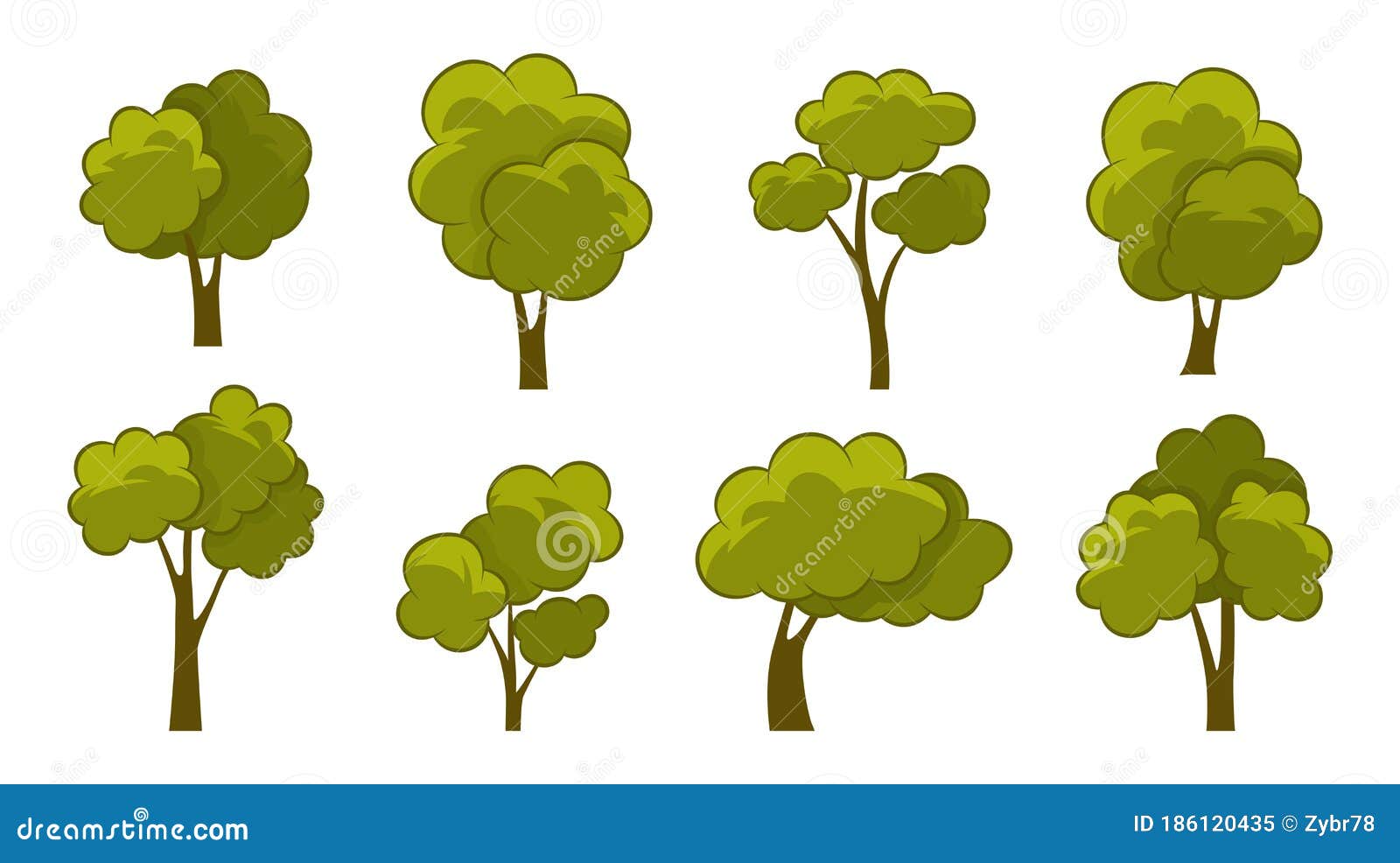 Collection of Green Summer Trees. Stock Vector - Illustration of tree ...