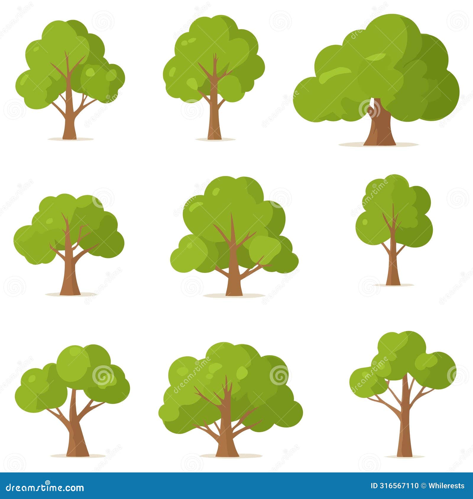 Collection of Green Trees in Various Illustrative Styles Stock Vector ...