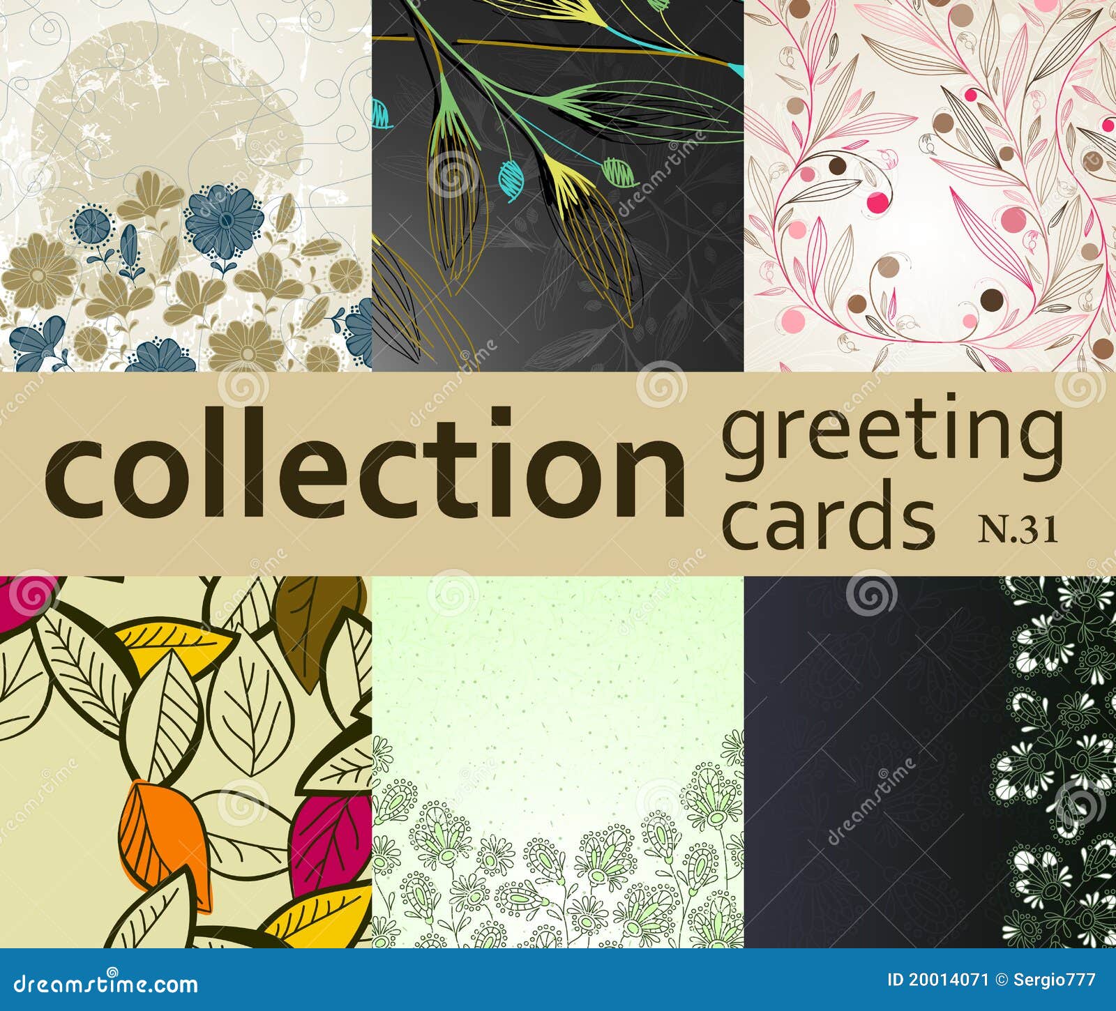 Collection greeting cards stock vector. Illustration of floral - 20014071