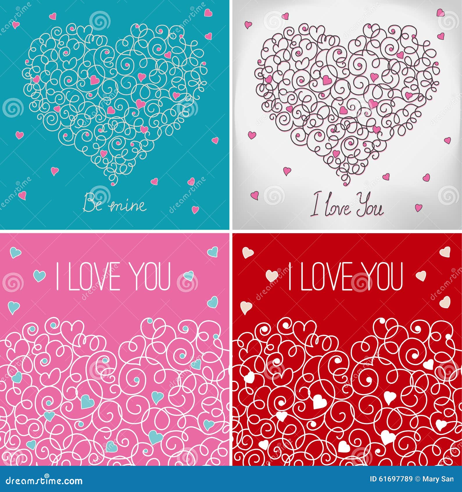 Collection of Greeting Cards with Floral Heart Stock Vector ...