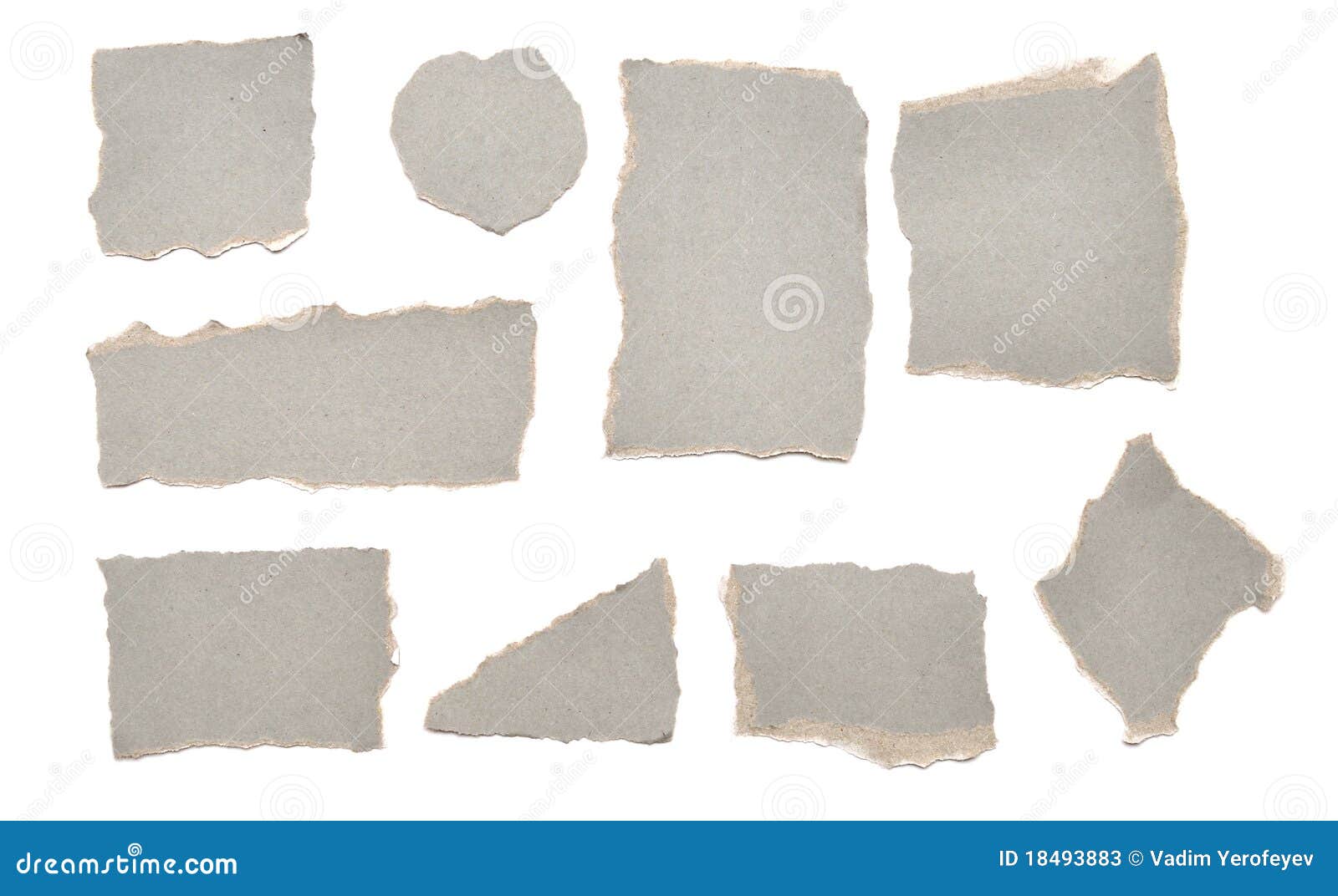 Collection Of Grey Ripped Pieces Of Paper Stock Image - Image: 18493883